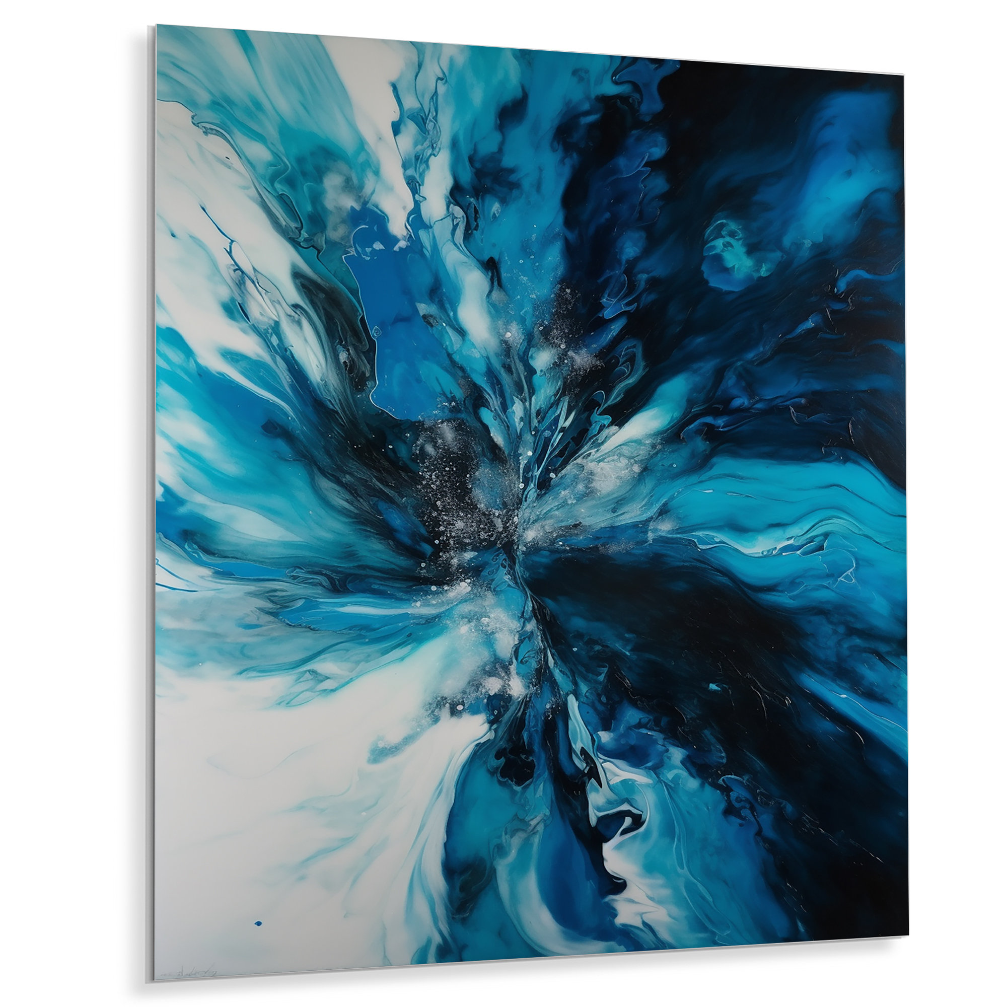 Latitude Run® Bleu And Black Chromatic Marbles - Abstract Shapes Metal Wall Art Living Room ...